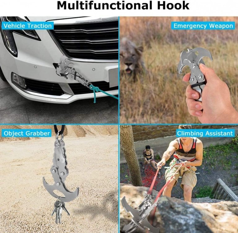 Stainless Steel Folding Gravity Claw / Mini Grappling Hook - Geek Slop ...