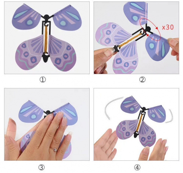 Colorful Wind-up Butterfly - Magic Flying Rubber Band Powered Wind-up ...