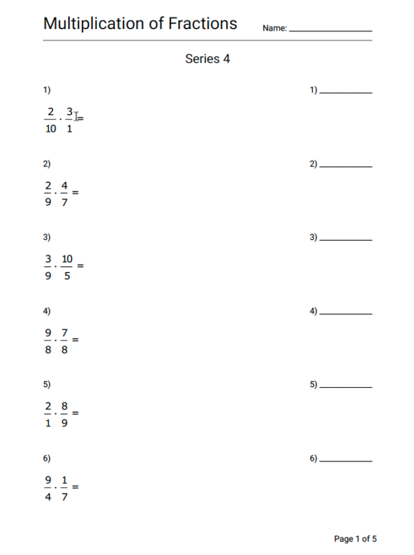 Math Fractions Multiplication Practice Worksheet Series 4 - Geek Slop ...