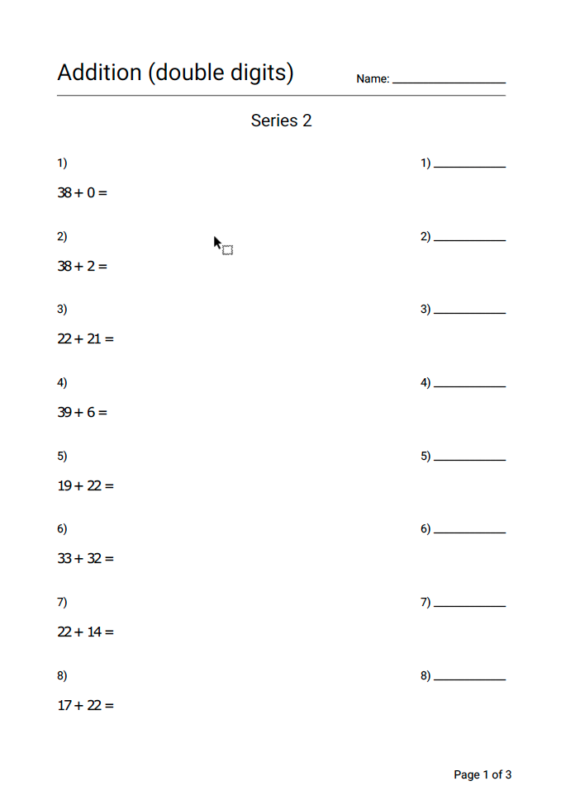 Addition Worksheet Series 2 - Geek Slop Online