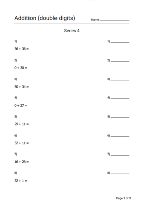Addition Worksheet Series 4 - Geek Slop Online