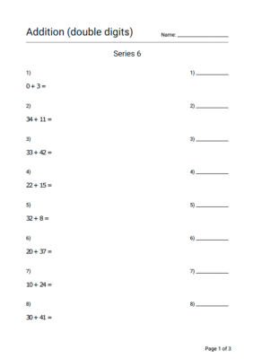 Addition Worksheet Series 6 - Geek Slop Online