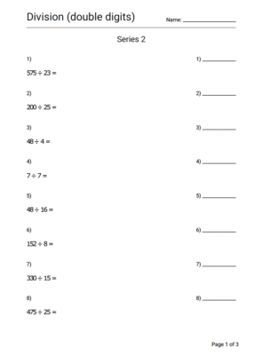 Division Worksheet Series 2 - Geek Slop Online