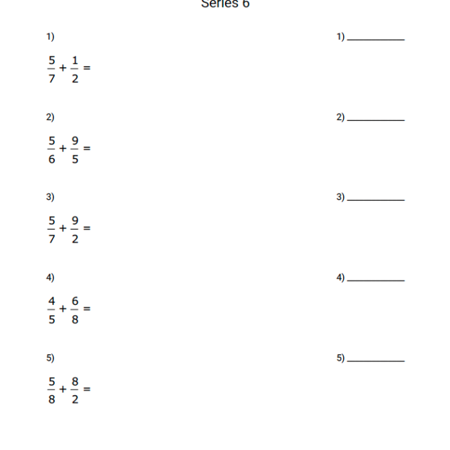 Math Fraction Addition Practice Worksheet Series 6 Geek Slop Online