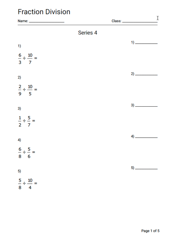 Math Fraction Division Practice Worksheet Series 4 - Geek Slop Online
