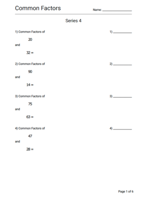 Math Common Factors Practice Worksheet Series 4 - Geek Slop Online