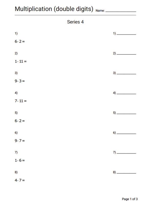 Multiplication Worksheet Series 4 - Geek Slop Online
